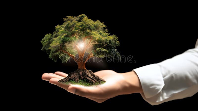 Businessman Holding Small Tree. World Tree Day, Environment Day Concept ...