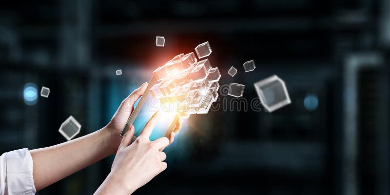 Integrating New Technologies Stock Photo - Image of mobile, hand: 104906732