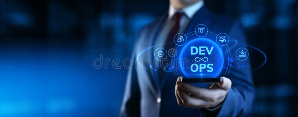 Businessman Holding Smartphone with Dev Ops Development Operations ...