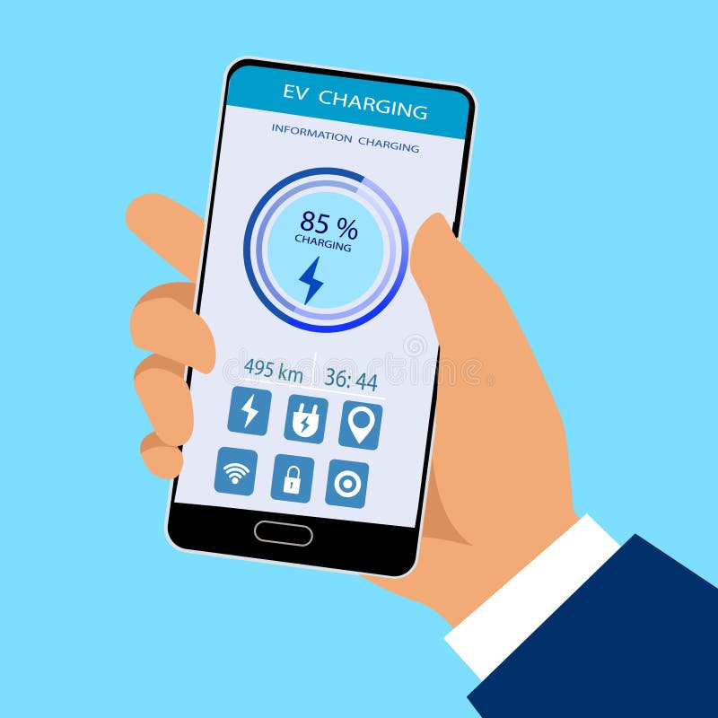 Businessman Holding Smartphone Display Battery Status Interface by ...