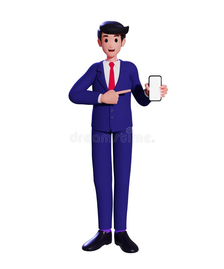 Smartphone Pointing Holding Cartoon Stock Illustrations 420