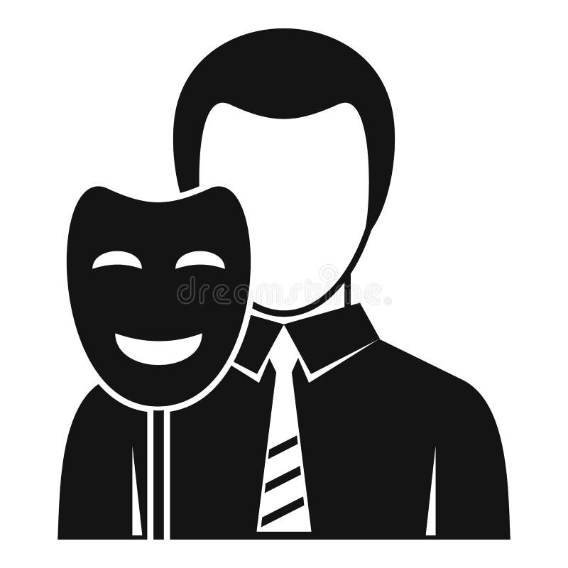 Businessman Holding Smile Mask Icon, Simple Style Stock Vector ...