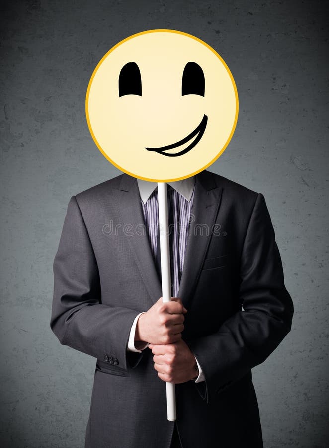 Businessman Holding a Smiley Face Emoticon Stock Image - Image of adult ...