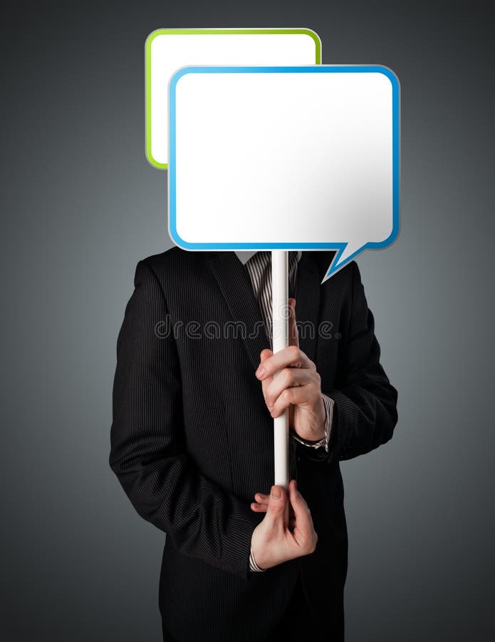 Businessman Holding Speech Bubble Stock Image - Image of communication ...