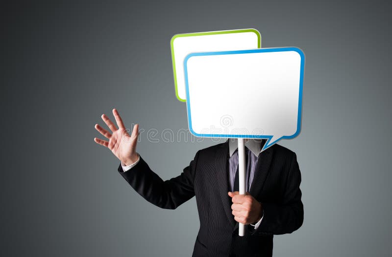 Businessman Holding Speech Bubble Stock Photo - Image of business ...