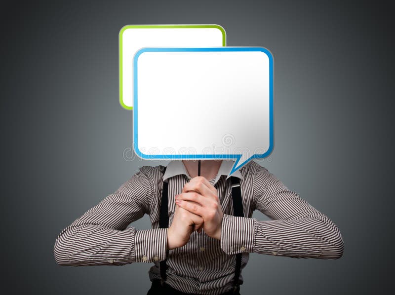 Businessman Holding Speech Bubble Stock Image - Image of expression ...