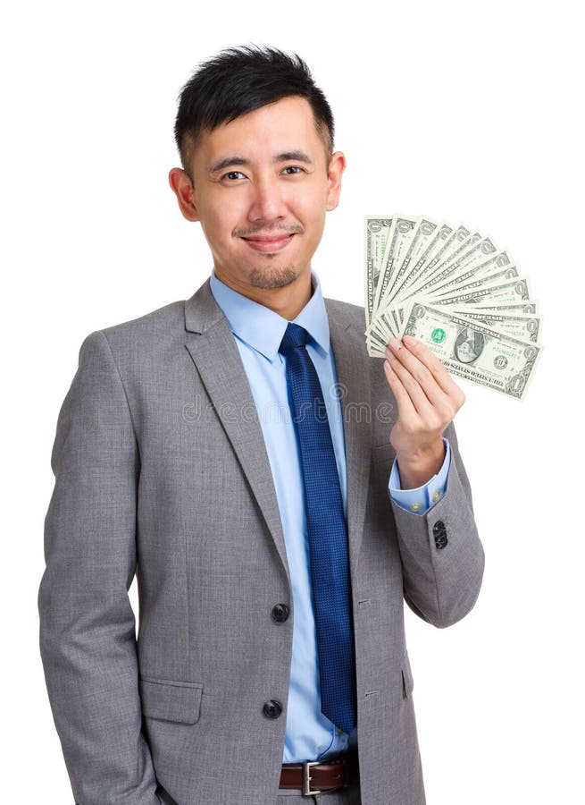 Businessman Holding Spread of Cash Stock Photo - Image of people, money ...