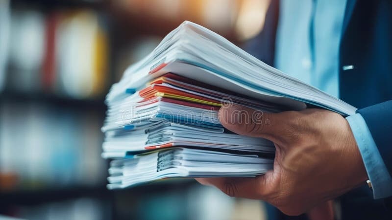 Businessman Holding Stack of Folders and Documents Stock Footage ...