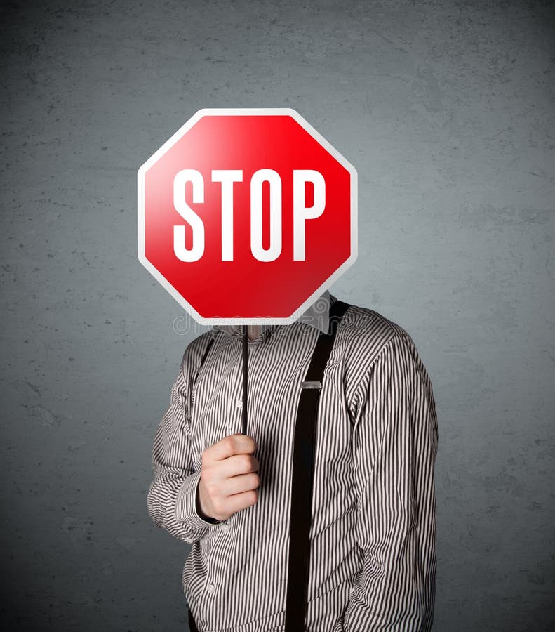 Businessman Holding a Stop Sign Stock Photo - Image of caucasian ...
