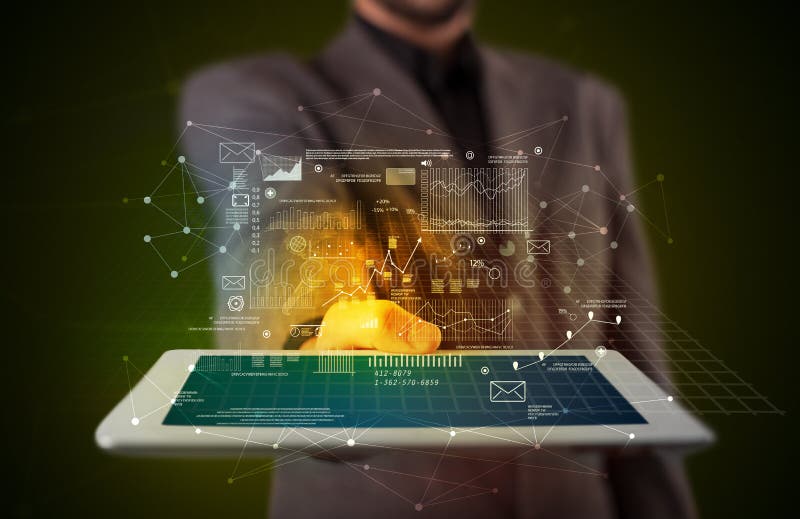 Businessman Holding Tablet with Business Plan Concept Stock ...