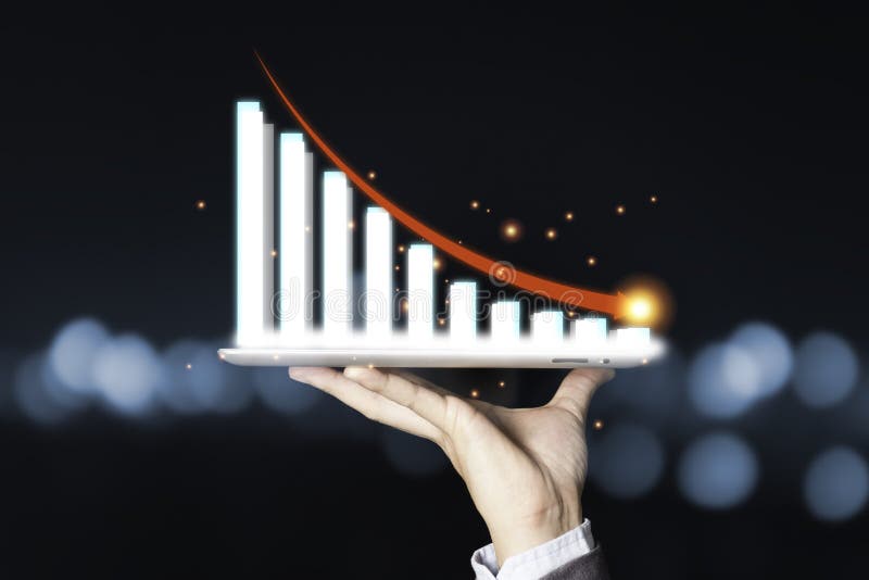 Decrease Arrow Down on Blackboard Stock Image - Image of graph, black: 26047679