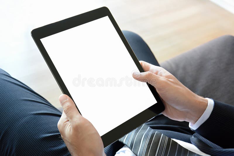 Businessman Holding Tablet Pc with Isolated Screen Stock Image - Image ...