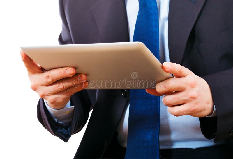 Businessman Holding Tablet Pc Stock Image - Image of laptop, looking ...