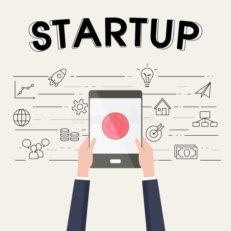 Businessman Holding Tablet for Start Up Stock Vector - Illustration of ...