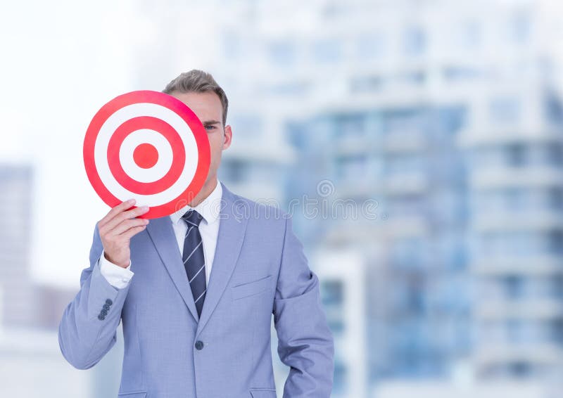 Businessman Holding Target in Front of Face Stock Image - Image of ...