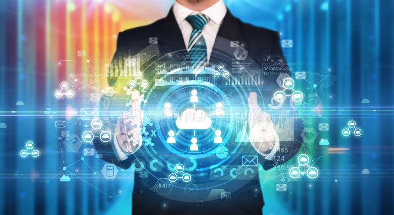 Businessman Holding Technology Icon Concept Stock Photo - Image of ...