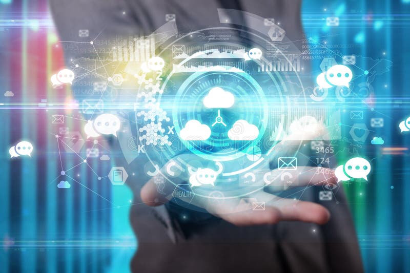 Businessman Holding Technology Icon Concept Stock Photo - Image of ...