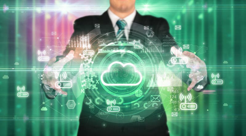 Businessman Holding Technology Icon Concept Stock Image - Image of ...