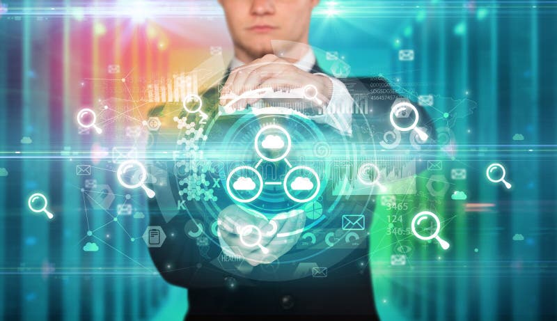 Businessman Holding Technology Icon Concept Stock Photo - Image of ...