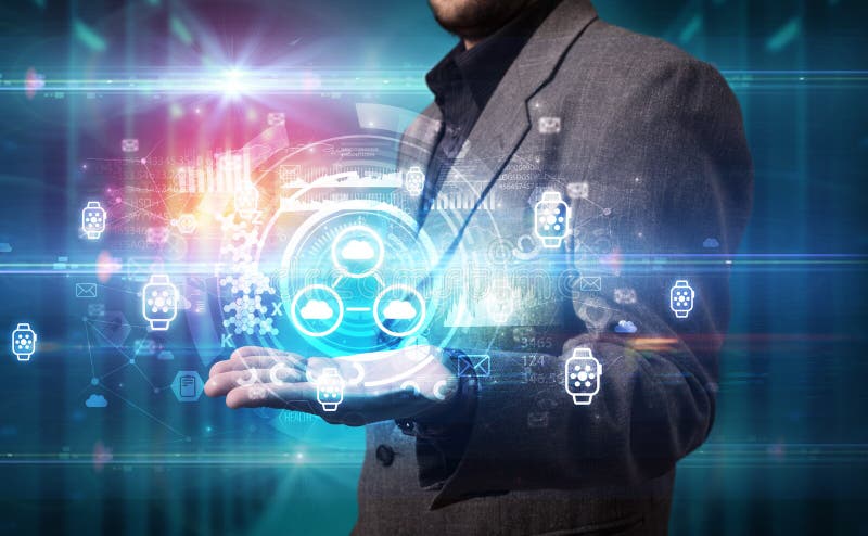 Businessman Holding Technology Icon Concept Stock Photo - Image of ...