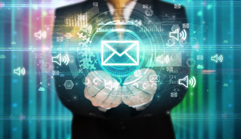 Businessman Holding Technology Icon Concept Stock Image - Image of ...