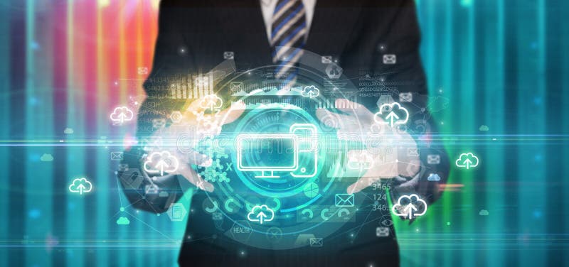 Businessman Holding Technology Icon Concept Stock Photo - Image of ...