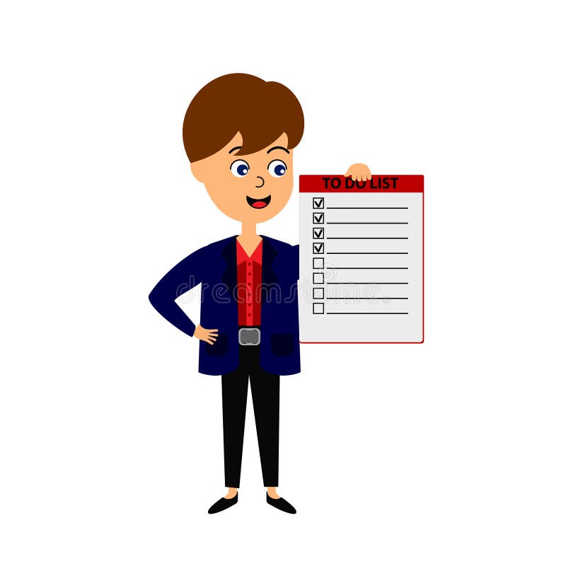 Businessman Is Holding Check List Paper. Cartoon Vector Illustration ... Businessman Is Holding Check List Paper. Cartoon Vector Illustration ...