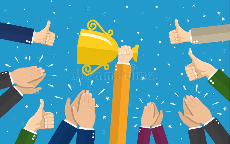 Businessman Holding Up A Winning Trophy Stock Vector Illustration Of