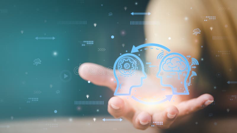 Businessman Holding Virtual AI Icon in Hand, Artificial Intelligence Future Innovation Concept ...