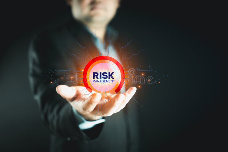 Businessman Holding Virtual Risk Management As Strategy To Avoid Data ...