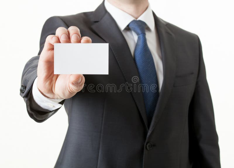 Businessman Holding a Visiting Card Stock Image - Image of boss, mature ...
