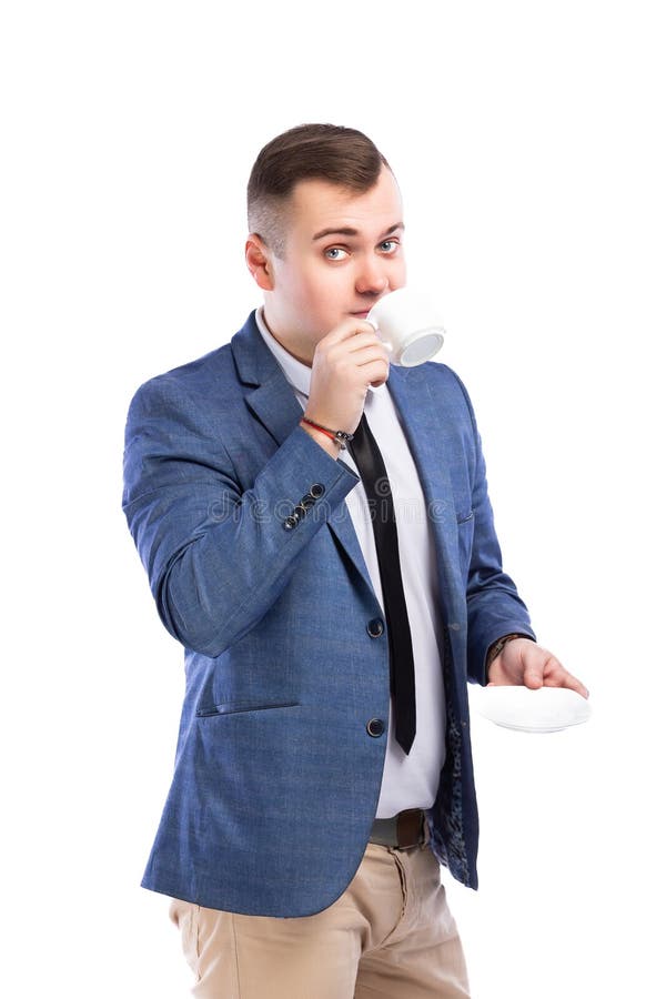 Emotional Young Man in Costume Singing in Microphone on Black ...