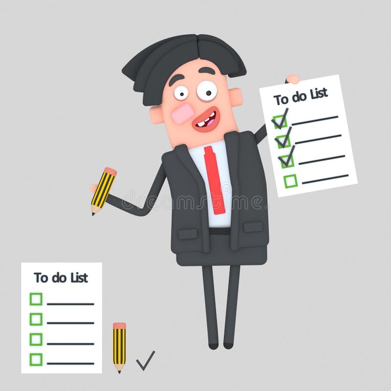 Businessman Holds in His Hand a To-do List.3D Illustration. Stock ...