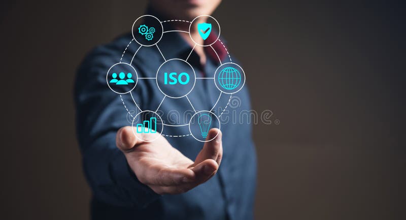 Businessman Holds ISO International Organization for Standardization in ...