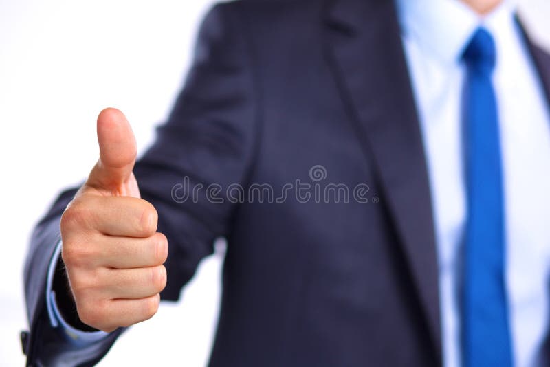 Businessman Holds Out His Hand and Shows that Everything is Fine Stock ...