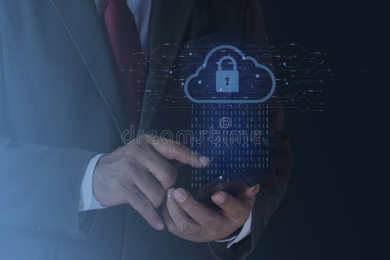 Businessman Hosting Cloud Storage for Backup Personal Data and Device ...