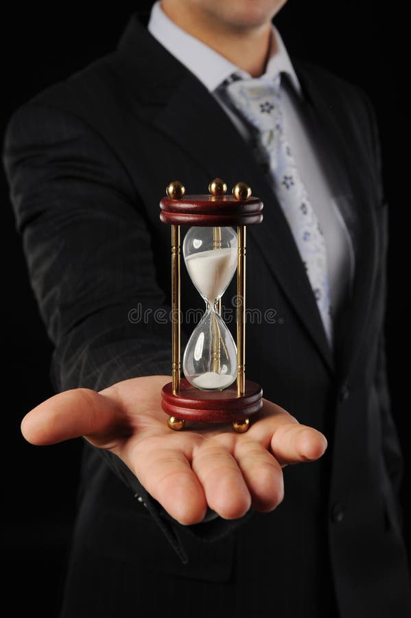 Businessman with Hourglass in Hand. Stock Image - Image of achievement ...