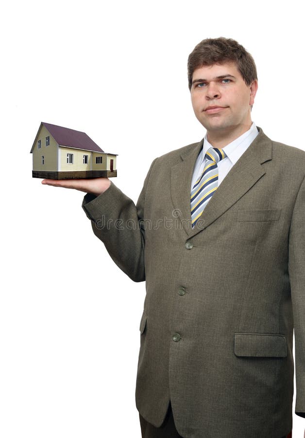 Businessman with House in Hand Stock Image - Image of sale, house: 5398567