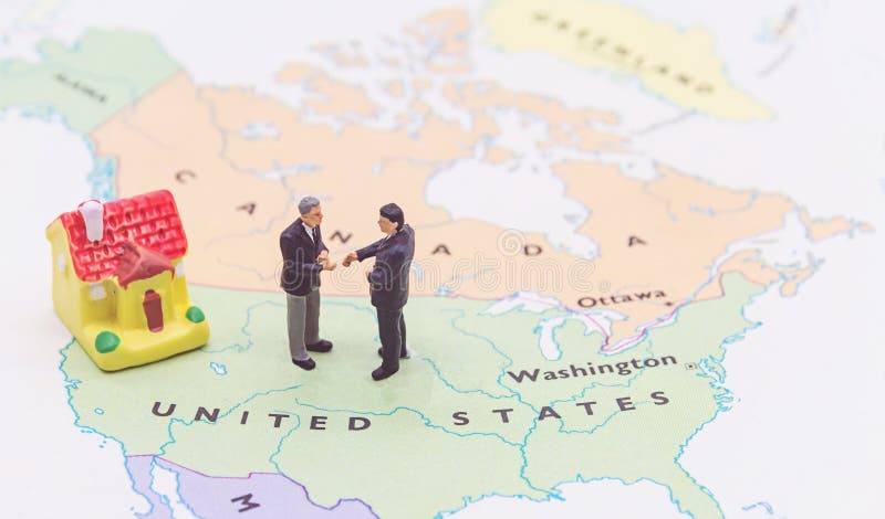 Businessman and House on Map American. Miniature People Stock Photo ...