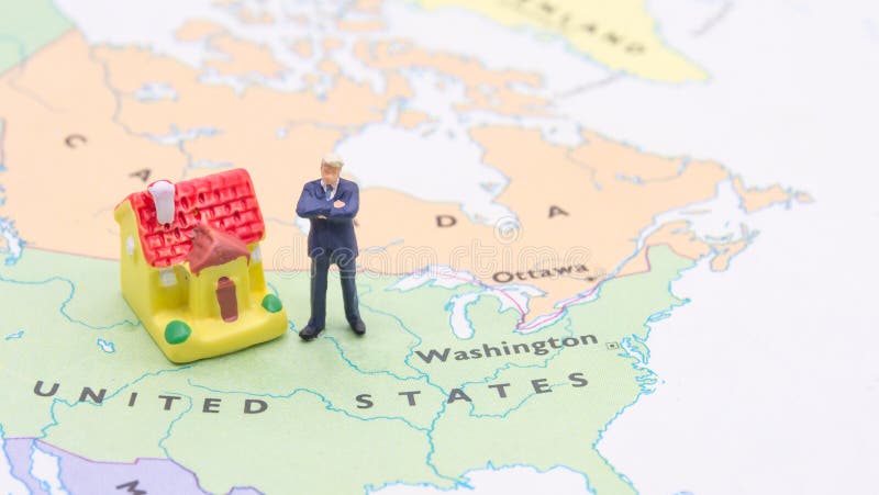 Businessman and House on Map American. Miniature People Stock Photo ...