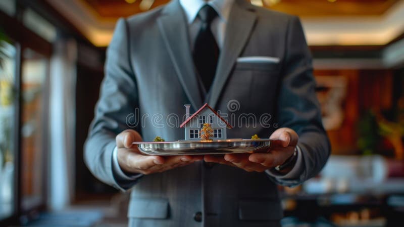 The Businessman with House Model. AI Generated Stock Photo - Image of ...