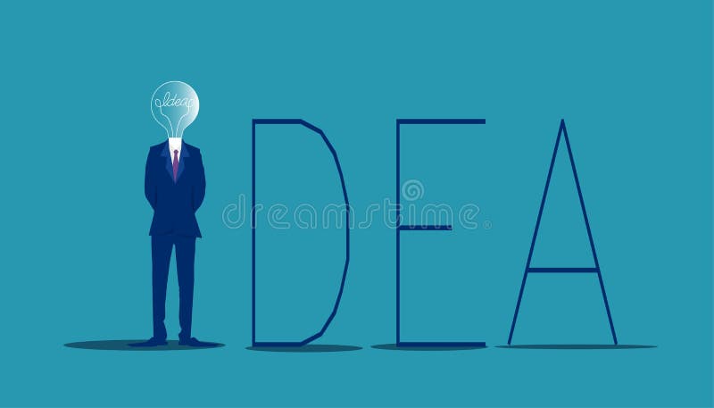 Businessman Human Head Light Bulb Text Idea - Creativity Modern Idea ...