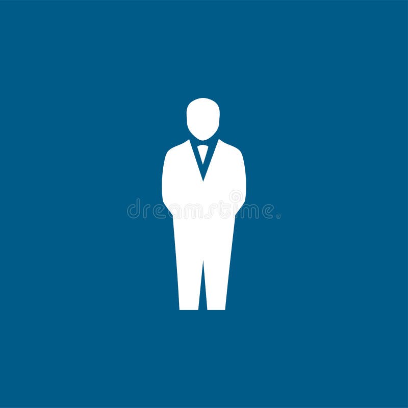 Businessman Icon on Blue Background. Blue Flat Style Vector ...