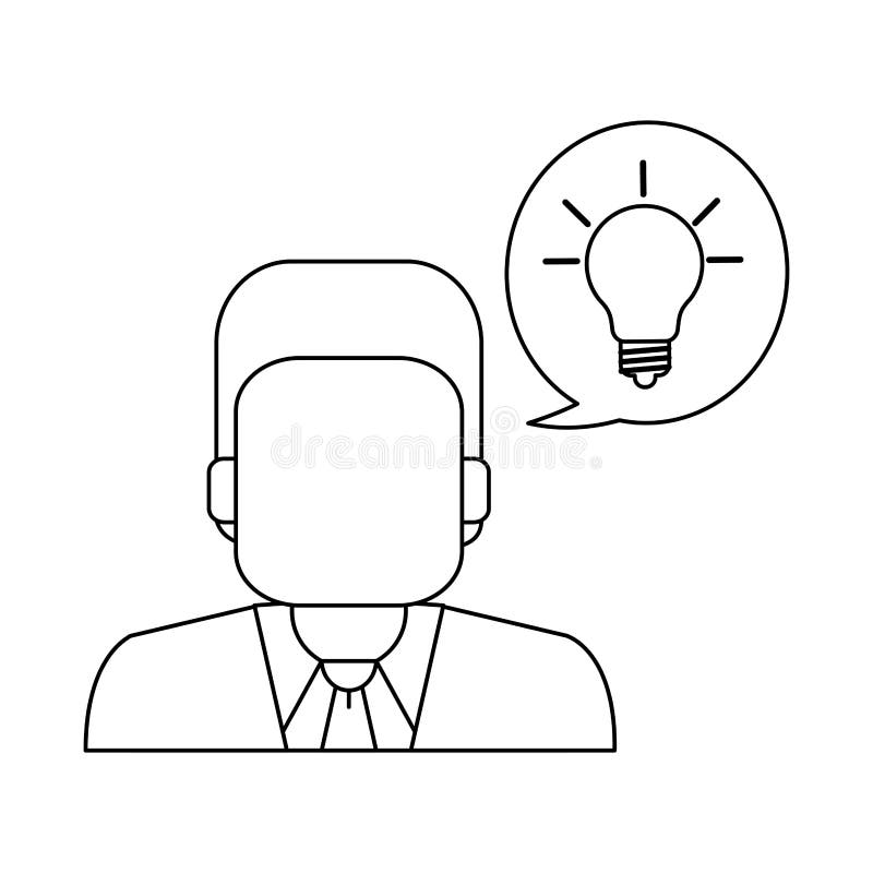 Businessman with Idea in Black and White Stock Vector - Illustration of ...