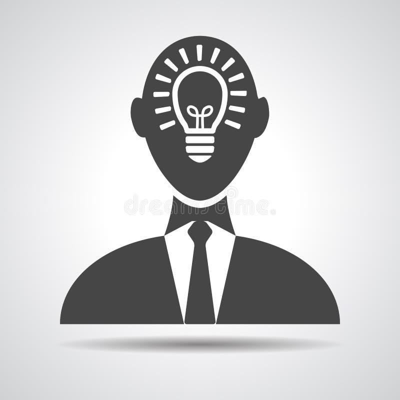 Businessman with Idea in Head Icon Stock Vector - Illustration of ...