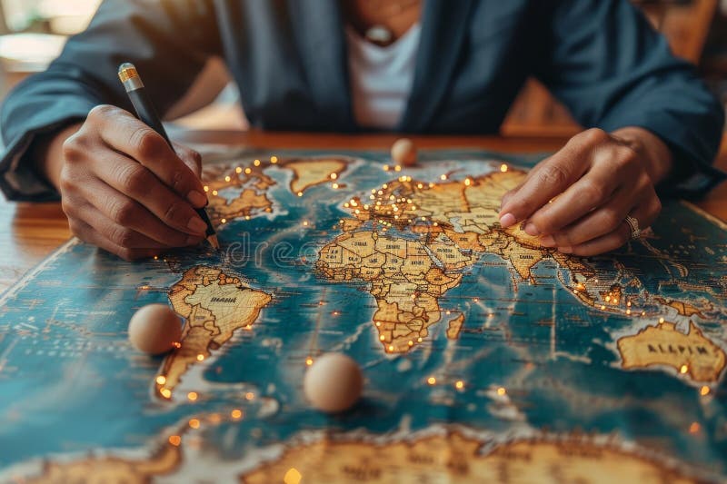 Businessman Illustrating Global Networking Structure with Digital ...