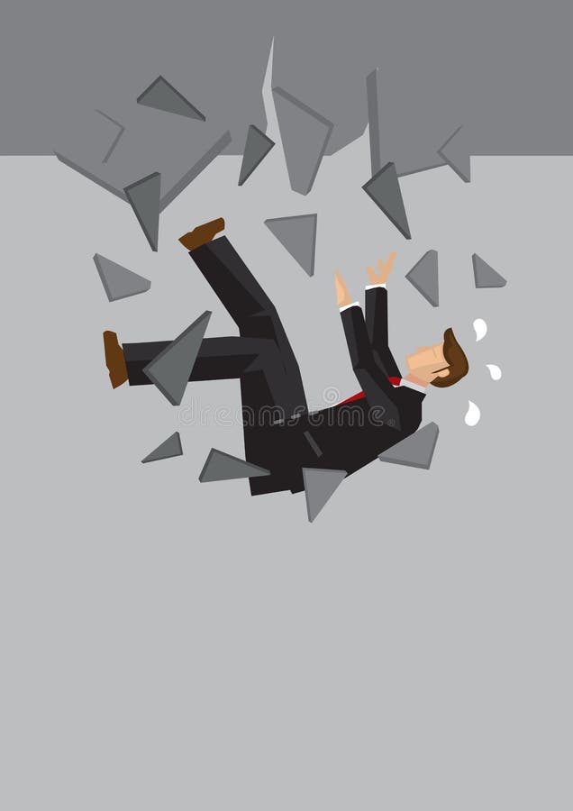 Businessman Illustration of Falling Down the Floor. Falling Concept for ...
