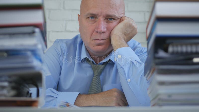 Businessman Image Look Pensive and Stay Bored in Office Room Stock ...