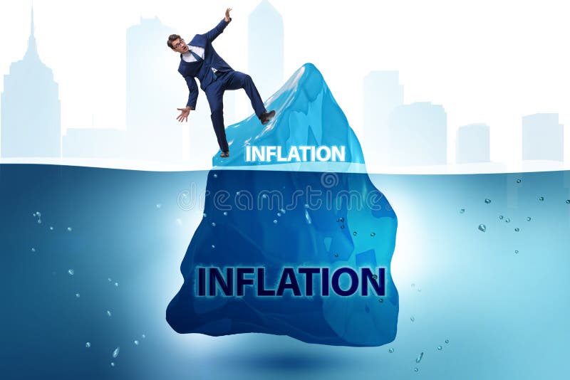 The Businessman in Inflation Concept Wih Iceberg Stock Photo - Image of ...