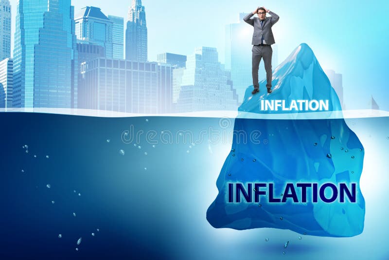The Businessman in Inflation Concept Wih Iceberg Stock Photo - Image of ...